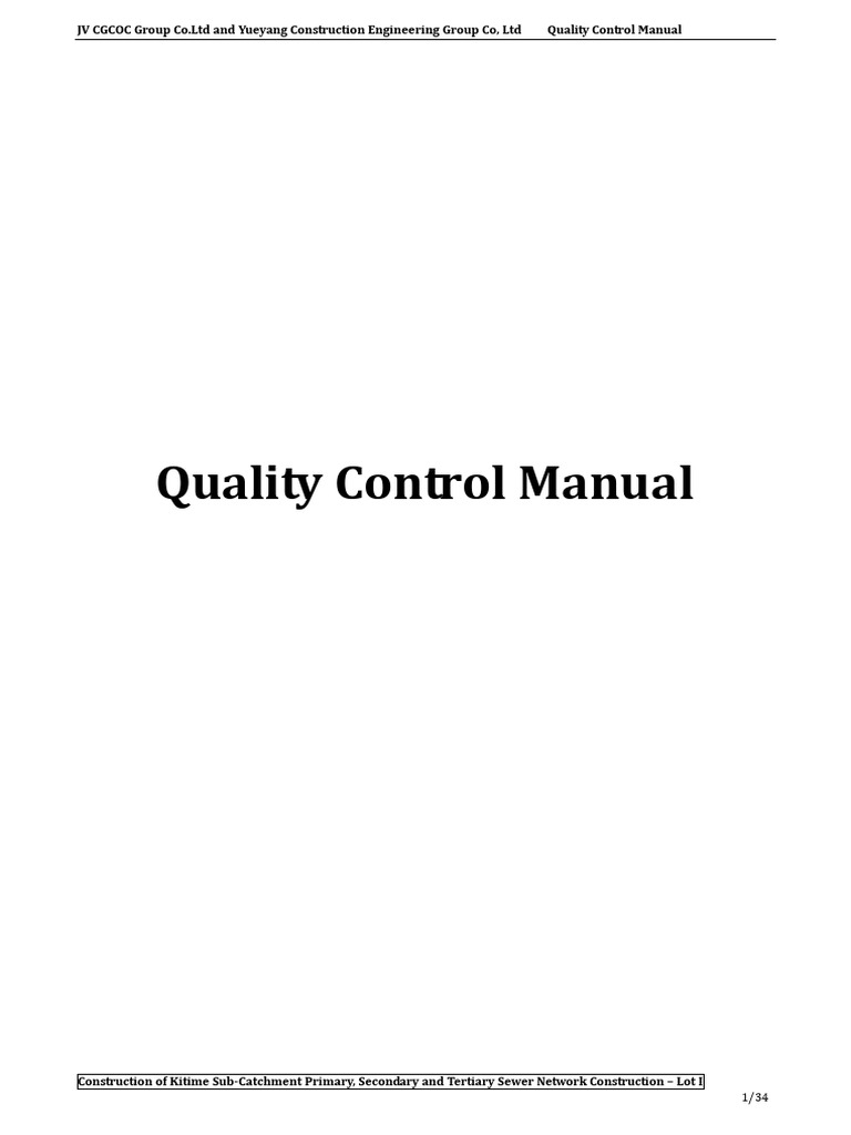 Quality Control Manual - Kitime Project | PDF | Quality Assurance ...