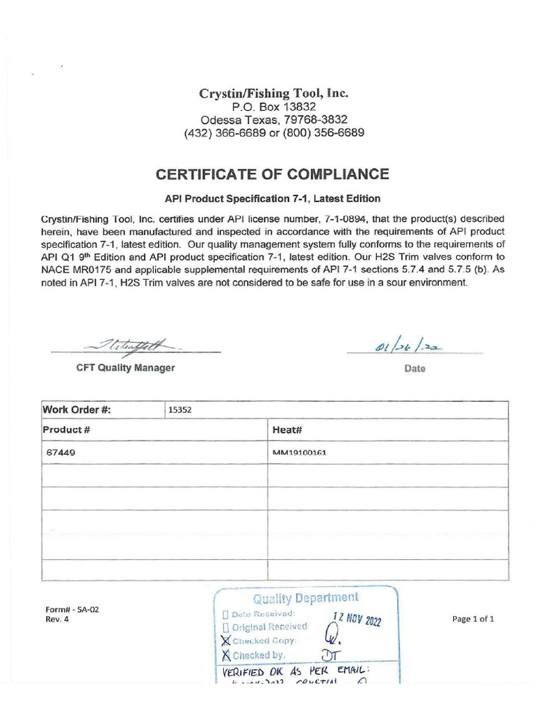 177 - Crystin Safety Valve 67449 | PDF