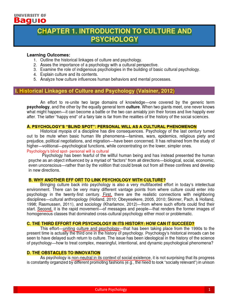 BPSYCH11 - Chapter 1 - Introduction To Culture Psychology | PDF ...