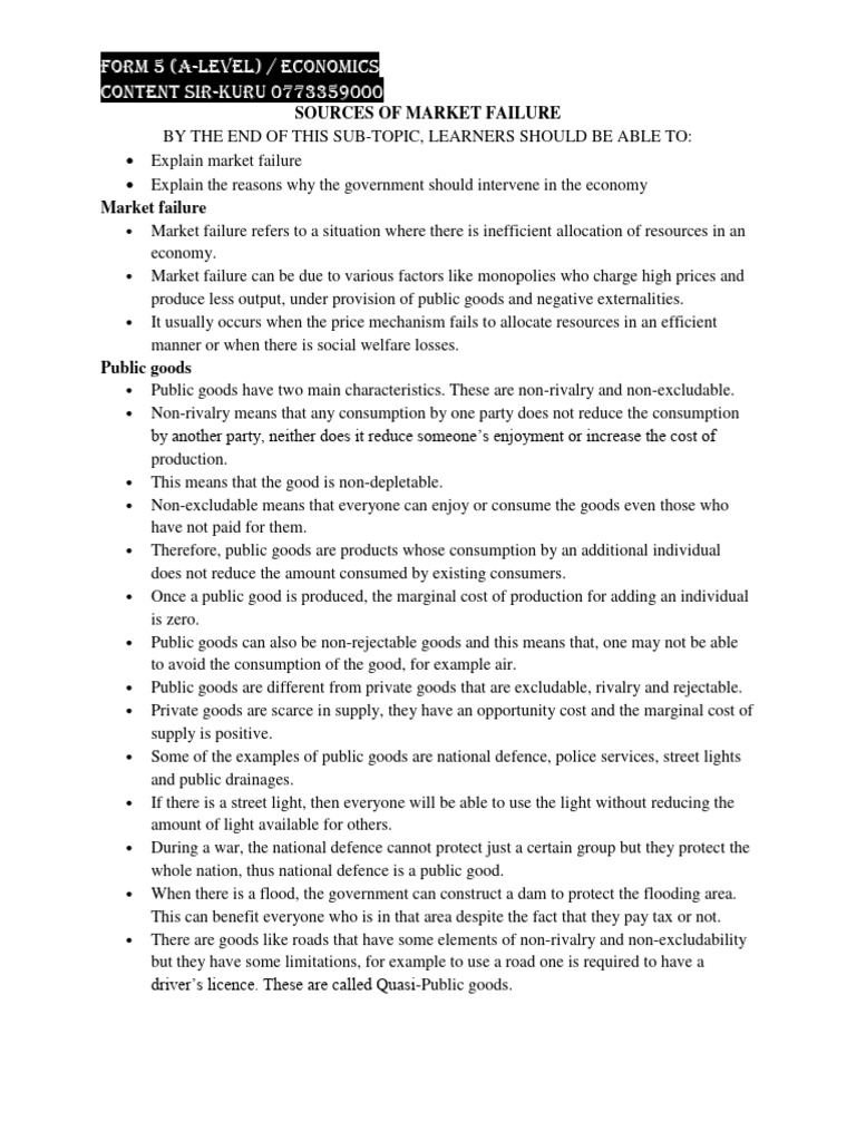 Understanding Market Failure Sources | PDF | Externality | Market Failure