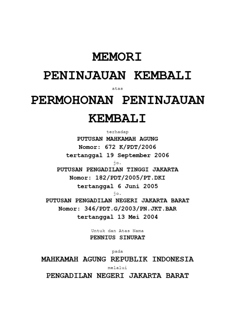 Memori PK Penius Sinurat | PDF