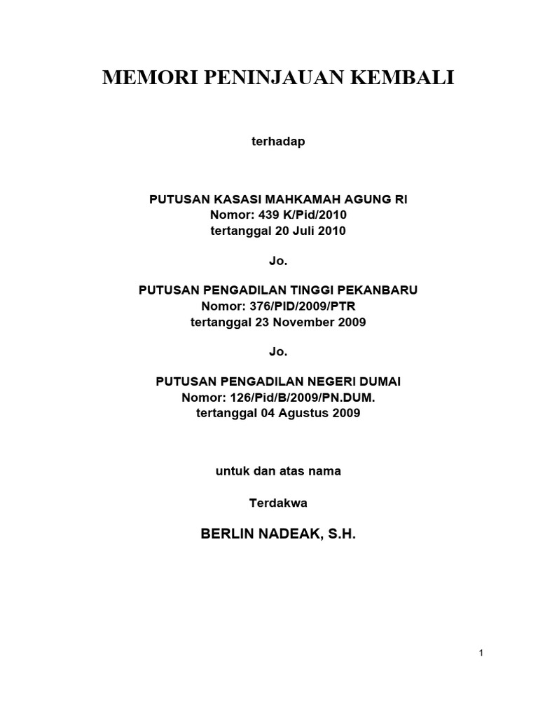 Memori PK Berlin Nadeak | PDF