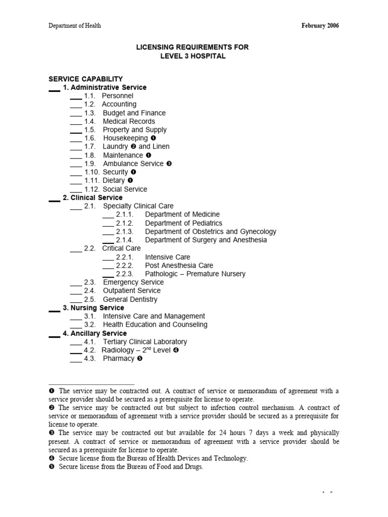 Level 3 Hospital Licensing Requirements | PDF | Hospital | Nursing