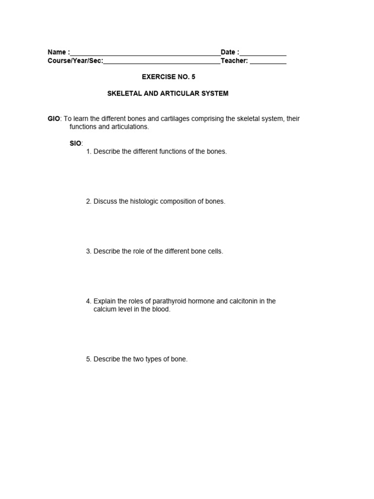 LAB EXERCISE - Skeletal System | PDF | Sports & Recreation | Foreign ...