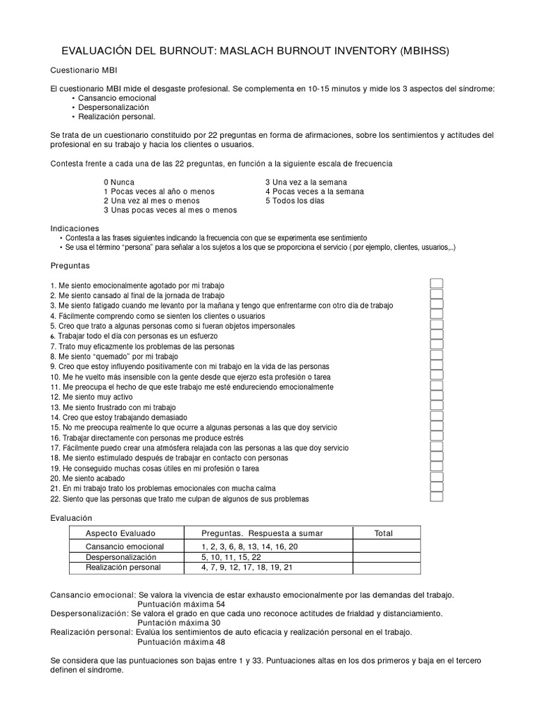 Mbi HSS | PDF | Burnout ocupacional | Sicología