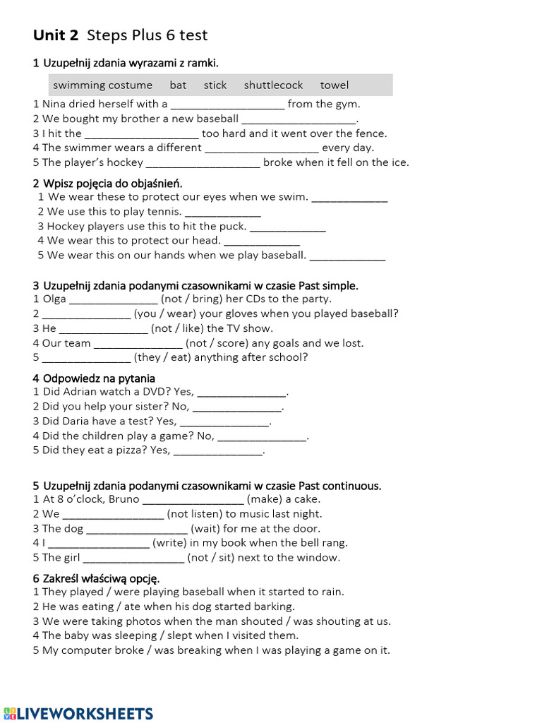 Test Steps Plus 6 Unit 2 | PDF