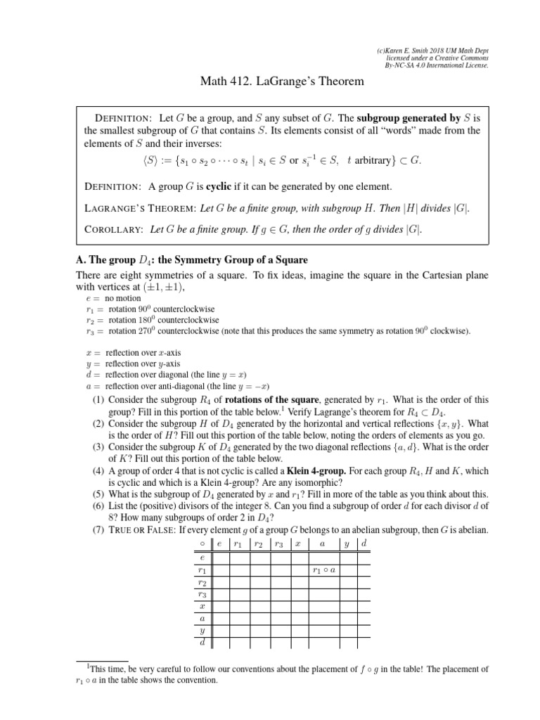 Lagrange Theorem | PDF | Group (Mathematics) | Group Theory
