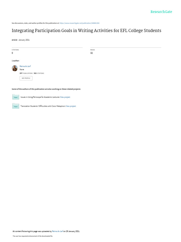 Integrating Participation Goals in Writing Activities For EFL College ...