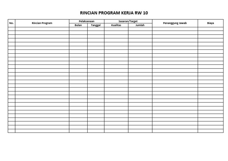 Tabel Program Kerja RW 10 | PDF