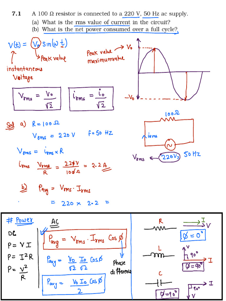 Ac Circuit Power Derivation | PDF
