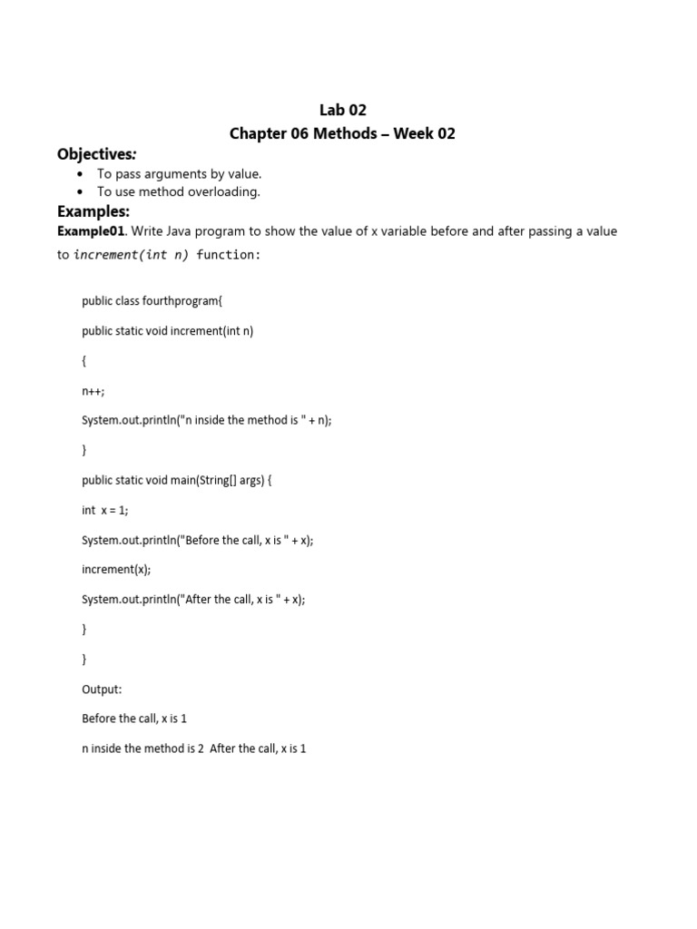 Lab Manual 2nd Week Pdf Method Computer Programming Integer Computer Science 8072