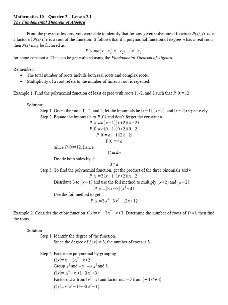 Mathematics 10 | PDF | Factorization | Zero Of A Function