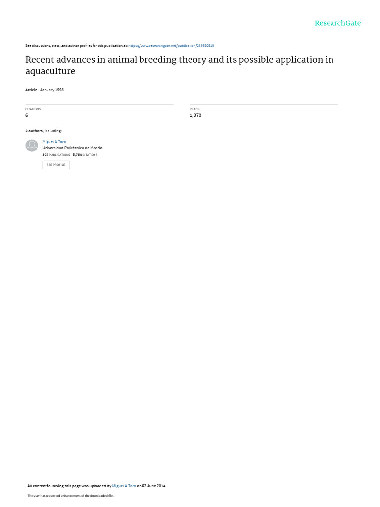 Recent Advances in Animal Breeding | Download Free PDF | Selective ...