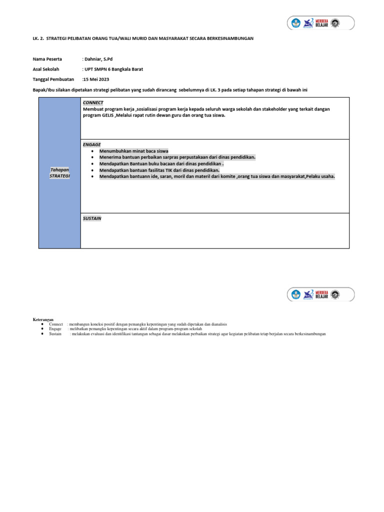 LK 07 Lembar Strategi Pelibatan Orang Tua Dan Masyarakat Salinan | PDF