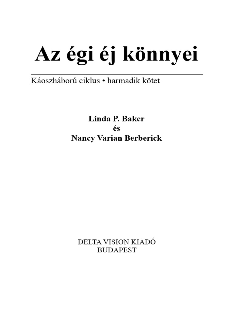 Baker És Berberick - Az Égi Éj Könnyei (Káosz Háború 3.) | PDF