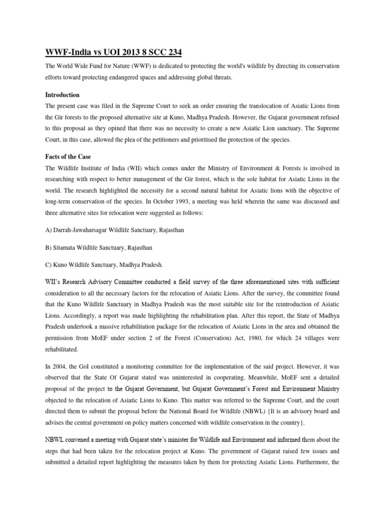 WWF Case | PDF | Environmental Protection | Environmental Conservation