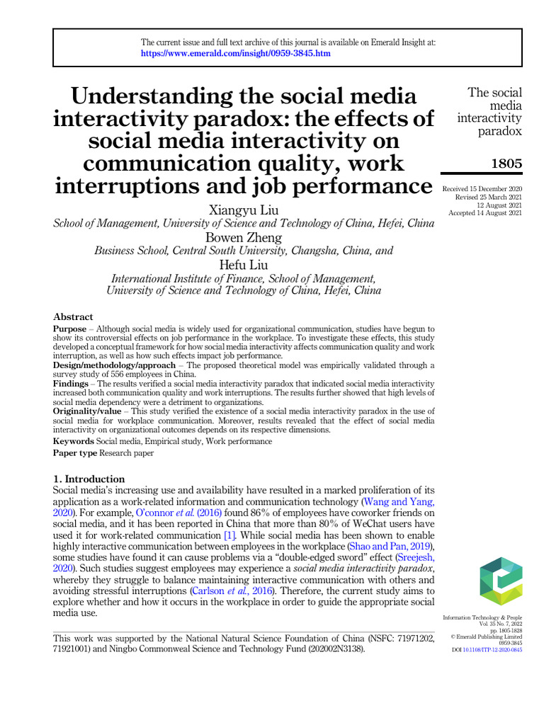 Understanding The Social Media Interactivity Paradox The Effects Of