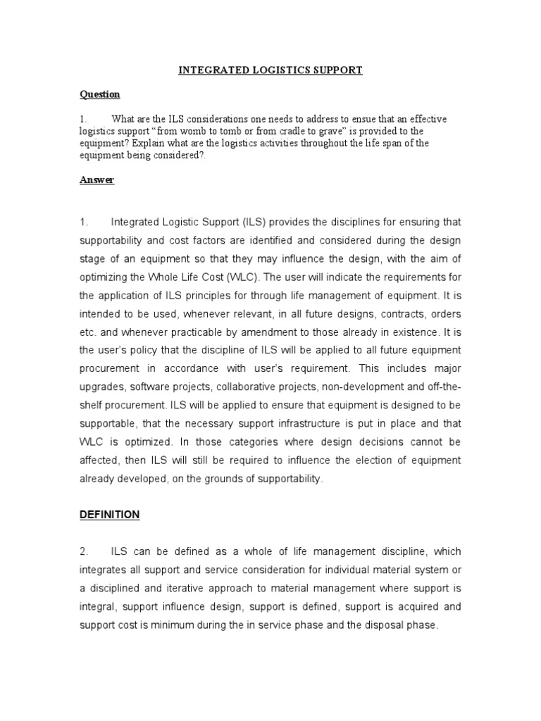 Integrated Logistic Support | PDF | Logistics | Reliability Engineering