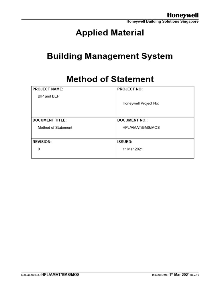 BIP BEP BMS - General - Method Statement - R0 | Download Free PDF | Specification (Technical ...