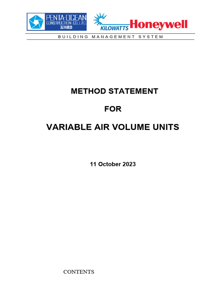 VAV Method of Statement - V1 | PDF | Temperature | Electrical Engineering