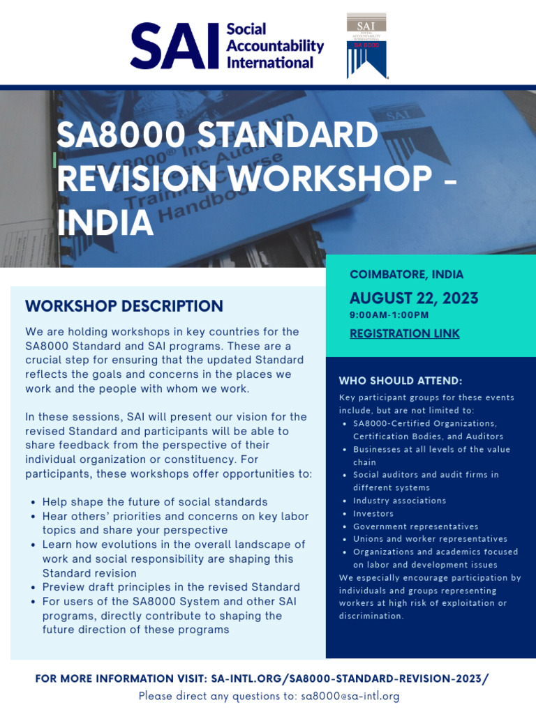 SA8000 Standard Revision Workshop India | PDF | Audit | Business