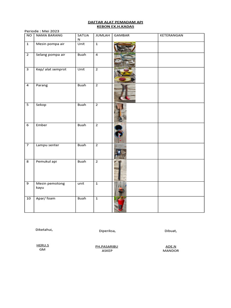 DAFTAR ALAT Kebun Sawit | PDF