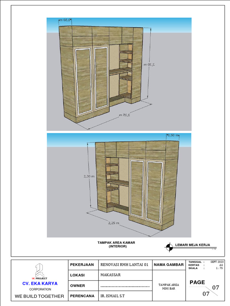 Desain Tambahan Lemari+Cabinet Meja Kerja | PDF