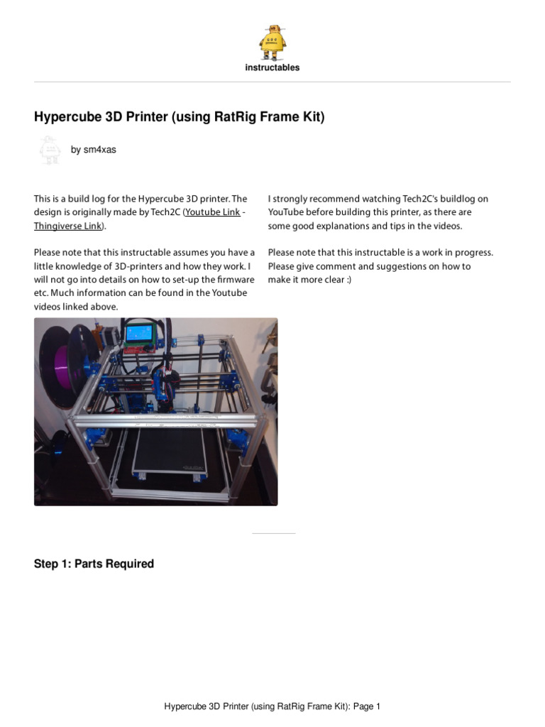 Hypercube 3D Printer Using RatRig Frame Kit | PDF | Manufactured Goods ...