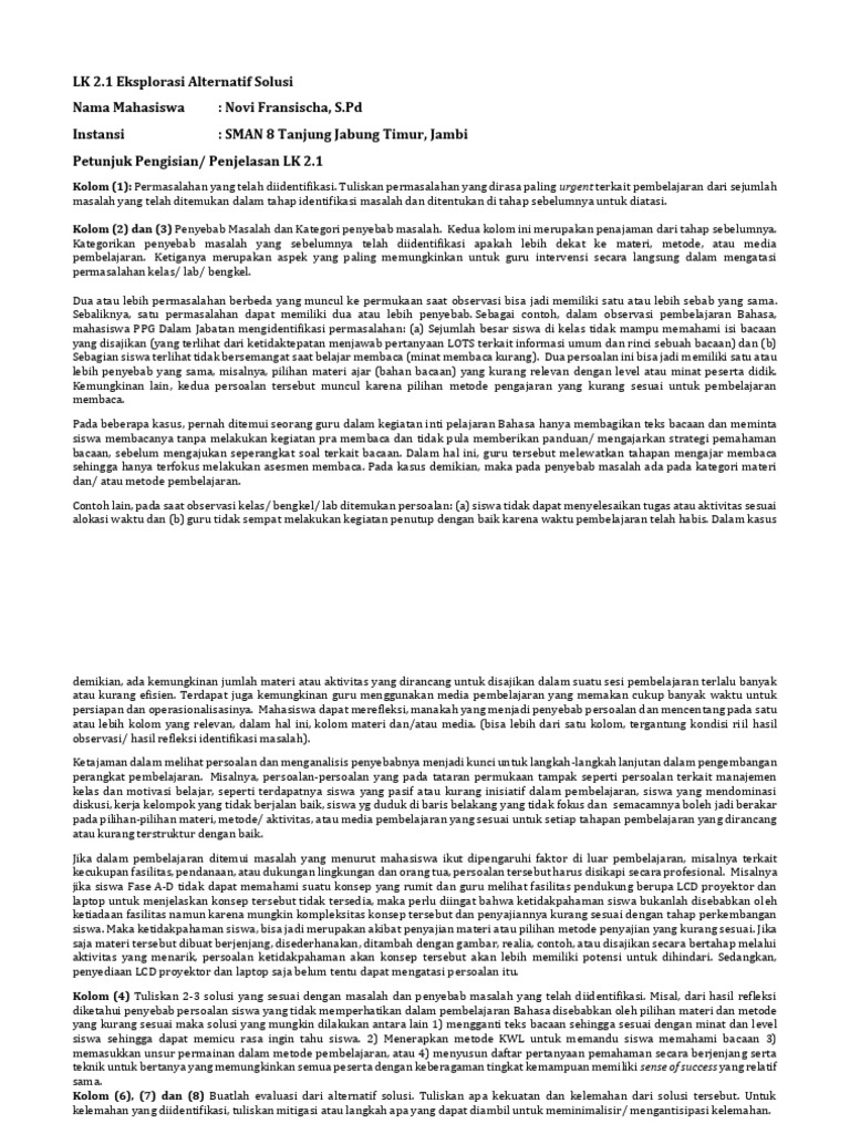 Analisis Solusi Pembelajaran | PDF | Karier & Perkembangan