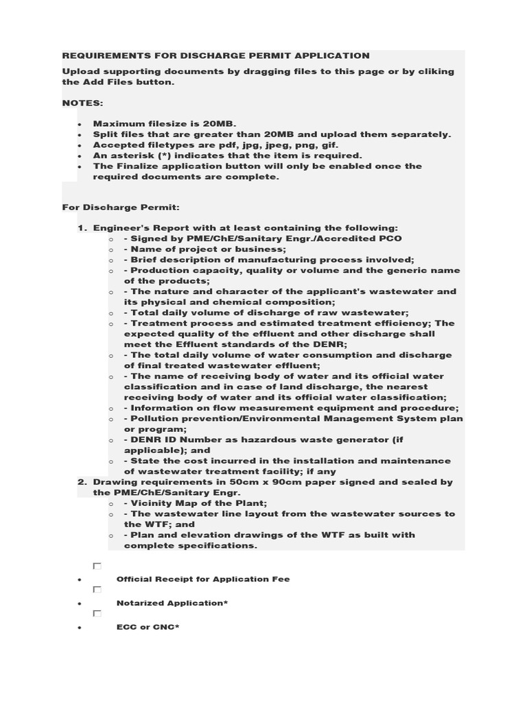 Requirements For Discharge Permit Application | PDF | Sewage Treatment ...