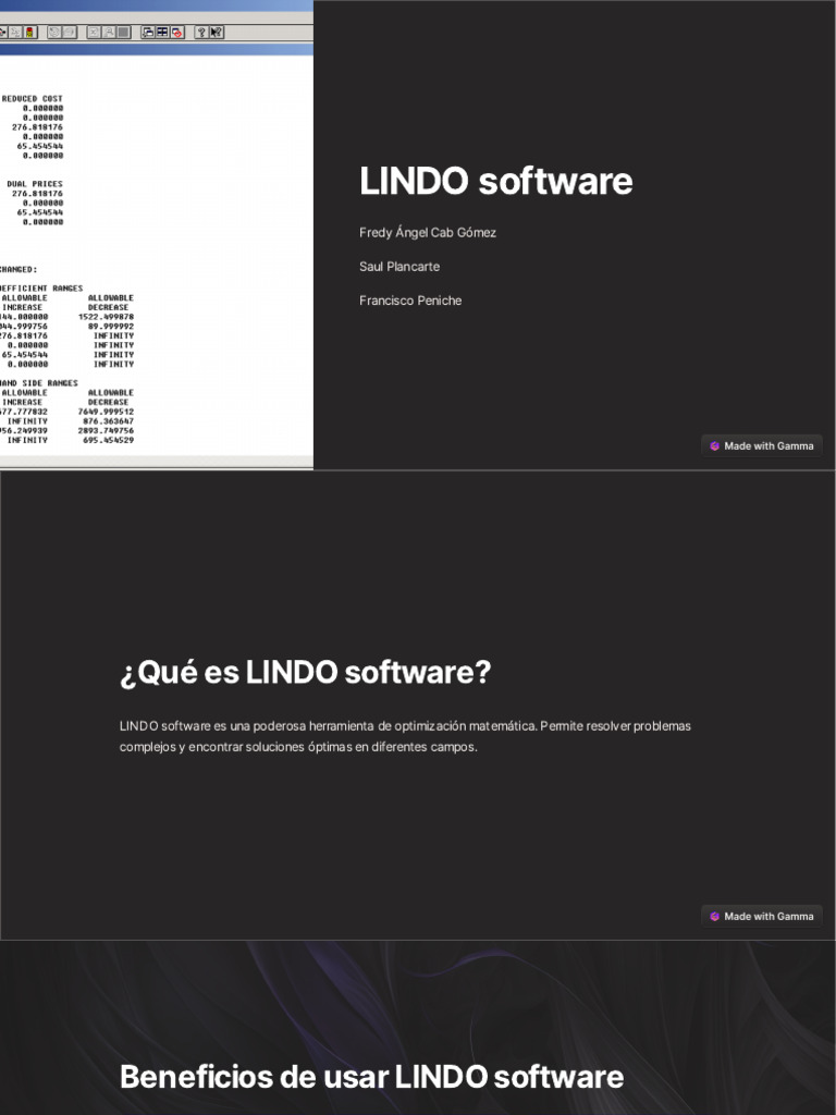 LINDO Software | PDF | Software | Optimización Matemática