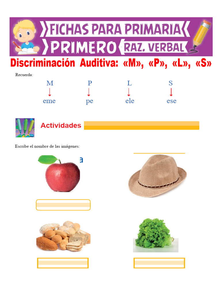Las Letras M P L y S para Primero de Primaria | PDF