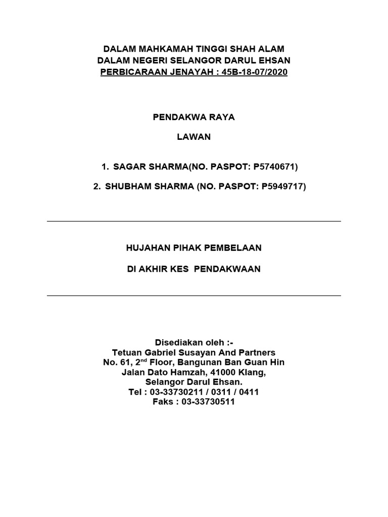 Hujahan Diakhir Kes Pendakwaan | PDF