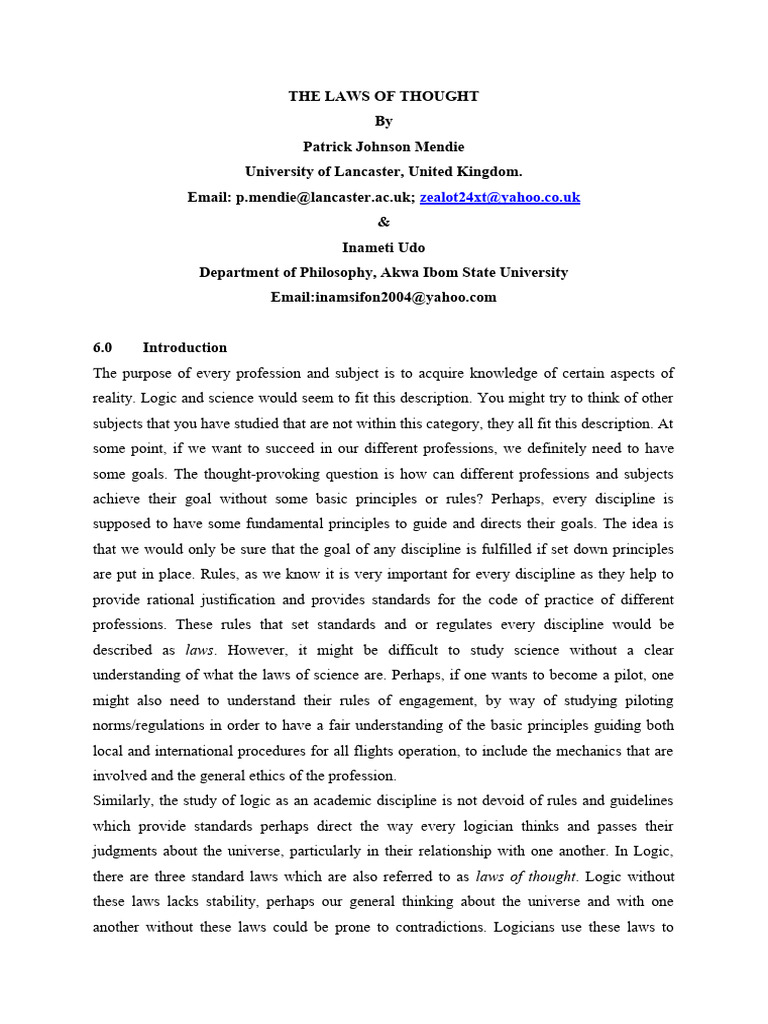 LAWSOFTHOUGHT | PDF | Logic | Thought
