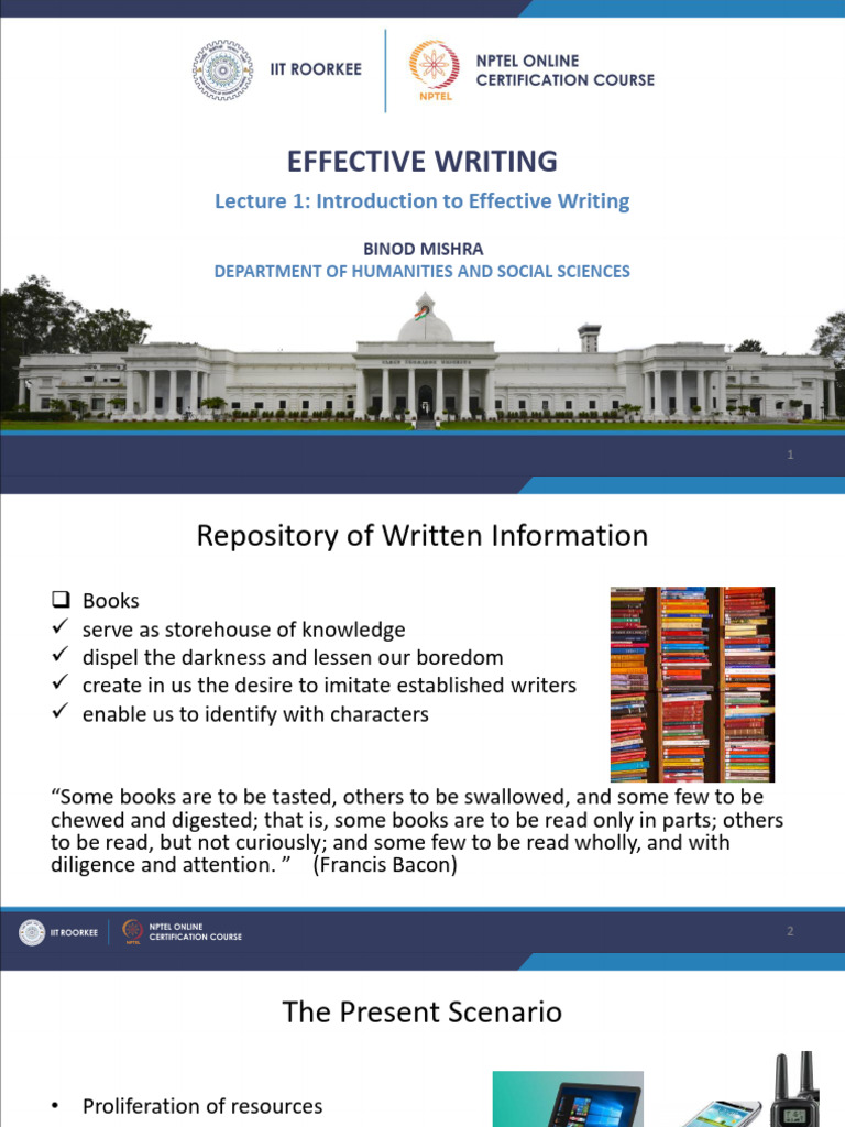 Lec 1, Introduction To Effective Writing | PDF | Communication ...