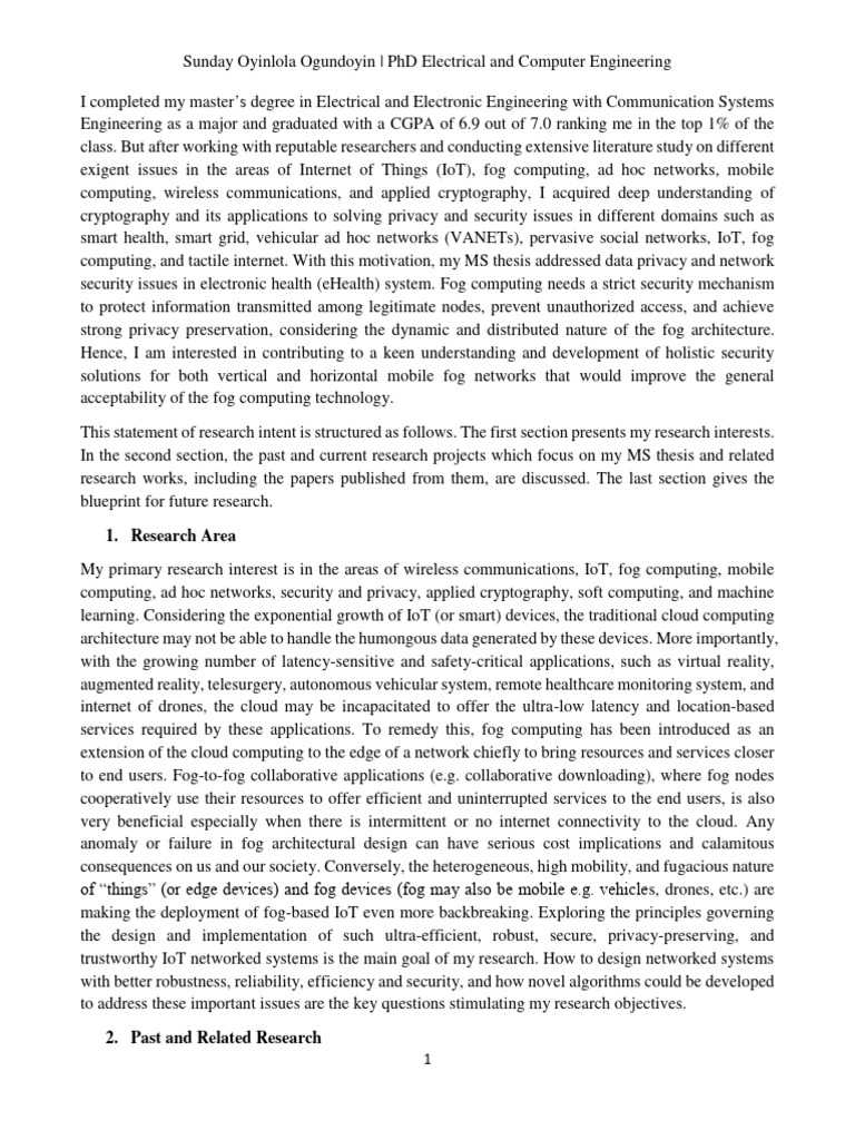 Statement of Research Intent | PDF | Internet Of Things | Security