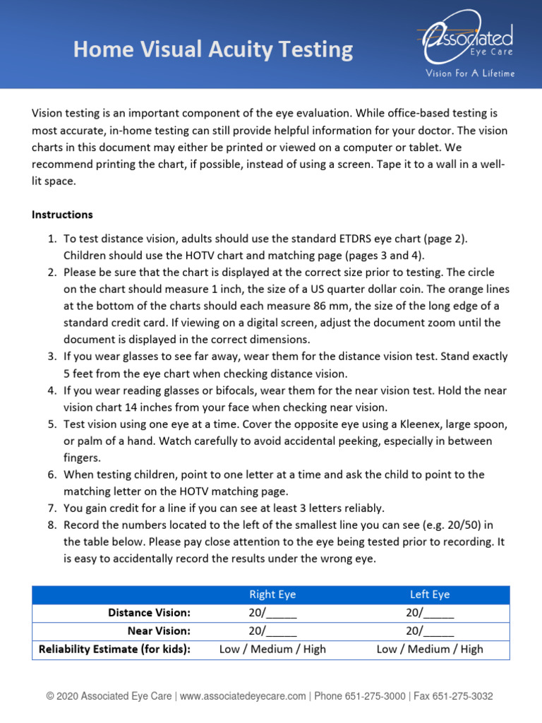 AEC Home Vision Testing | Download Free PDF | Vision | Light