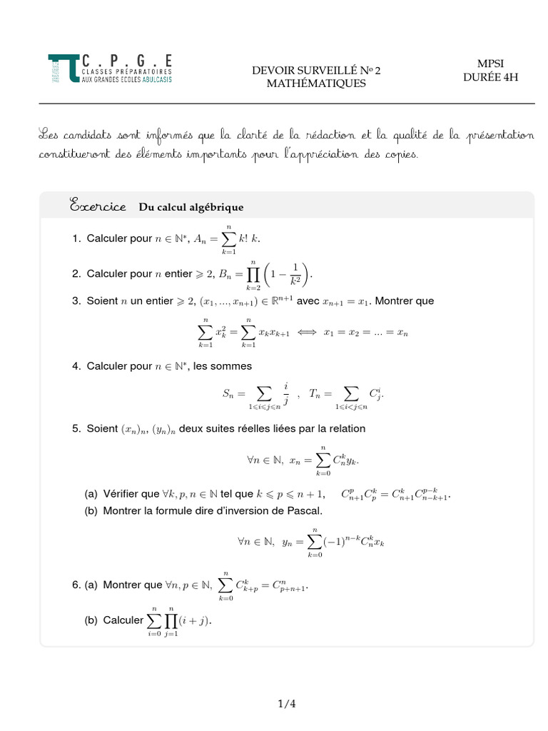 Exercices et Problèmes Mathématiques MPSI | PDF | Mathématiques ...