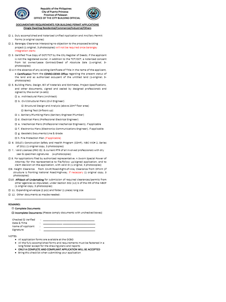 Building Permit Checklist | PDF