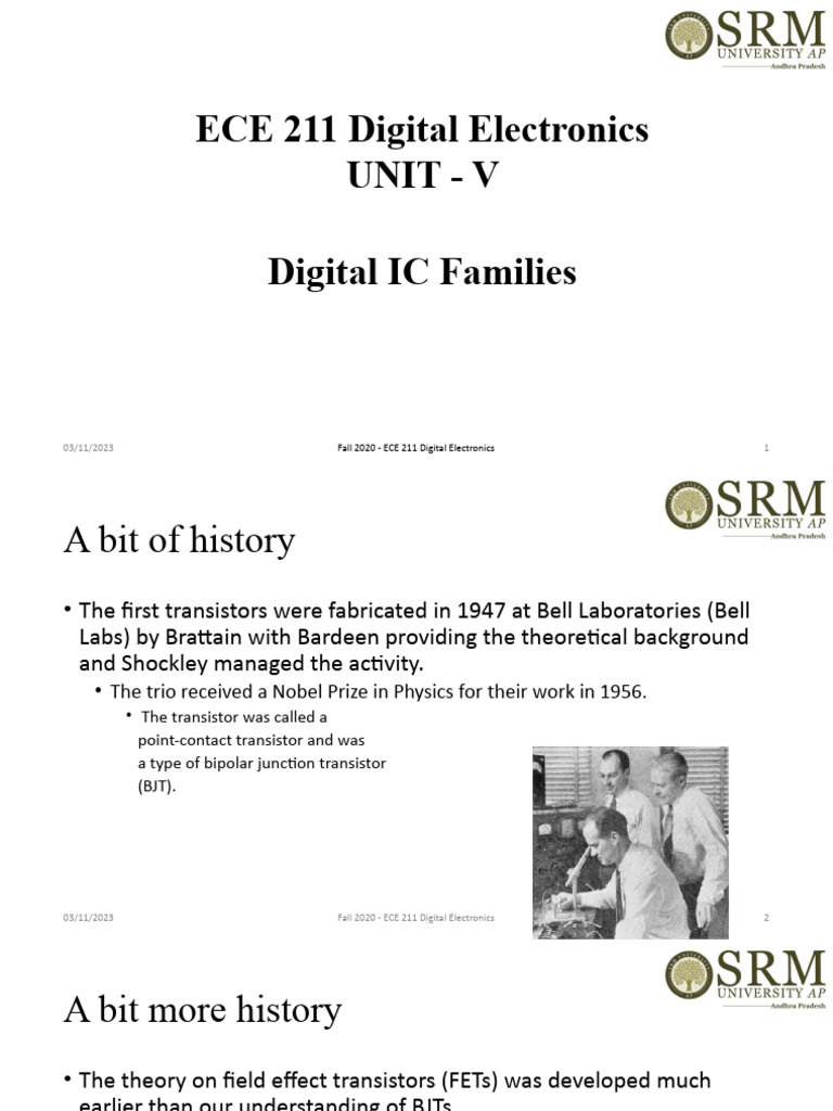 ECE 211 Digital Electronics Unit 5 | PDF | Transistor | Field Effect Transistor