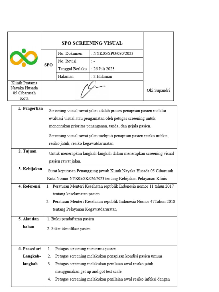 Spo Screening Visual | PDF