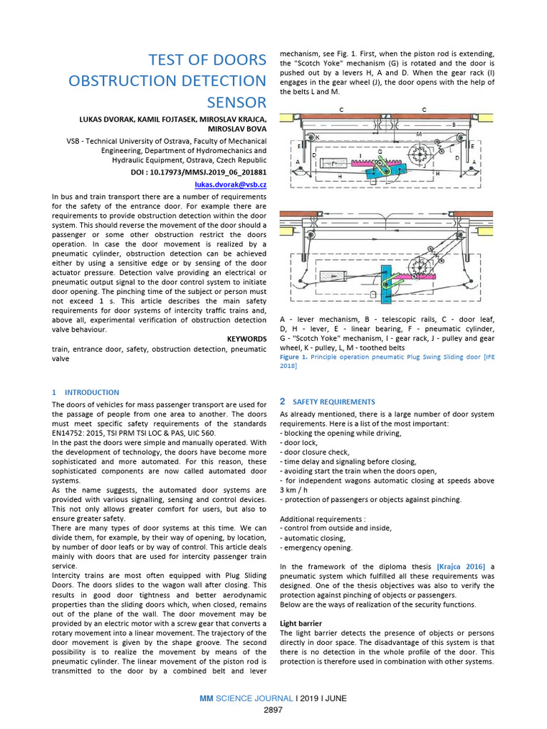 Mmscience - 2019 06 - Test of Doors Obstruction Detection Sensor | PDF ... Mmscience - 2019 06 - Test of Doors Obstruction Detection Sensor | PDF ...