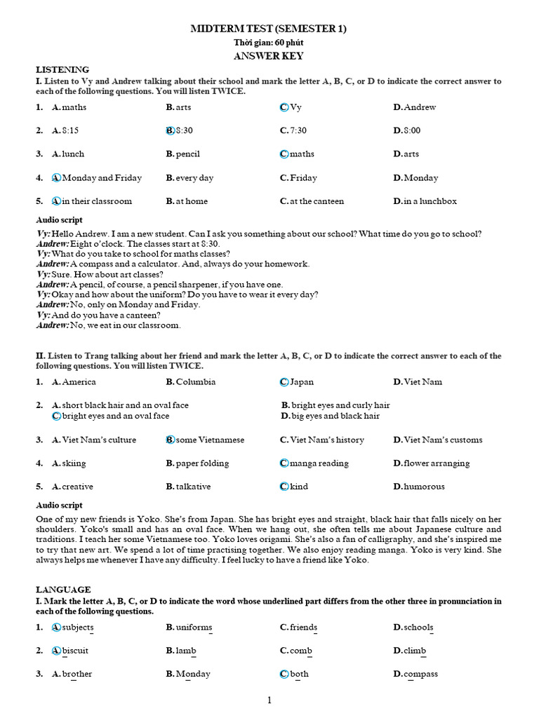 Answers and Audio Script | PDF | Bedroom | Home