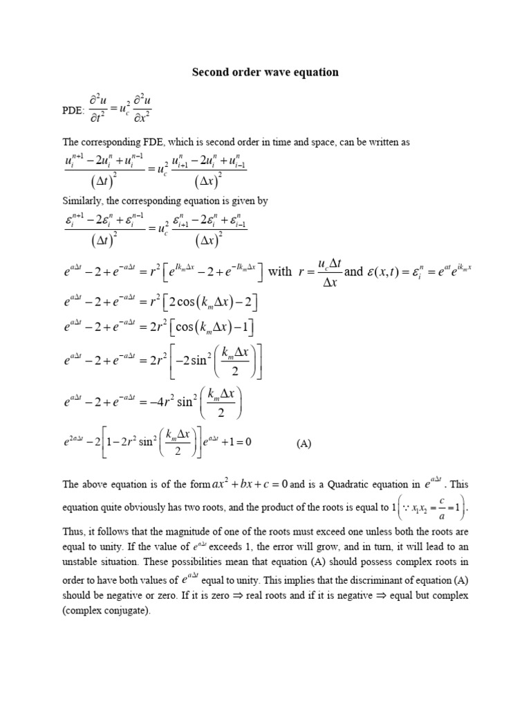 Second Order Wave Equation Analysis | PDF | Complex Number | Abstract ...