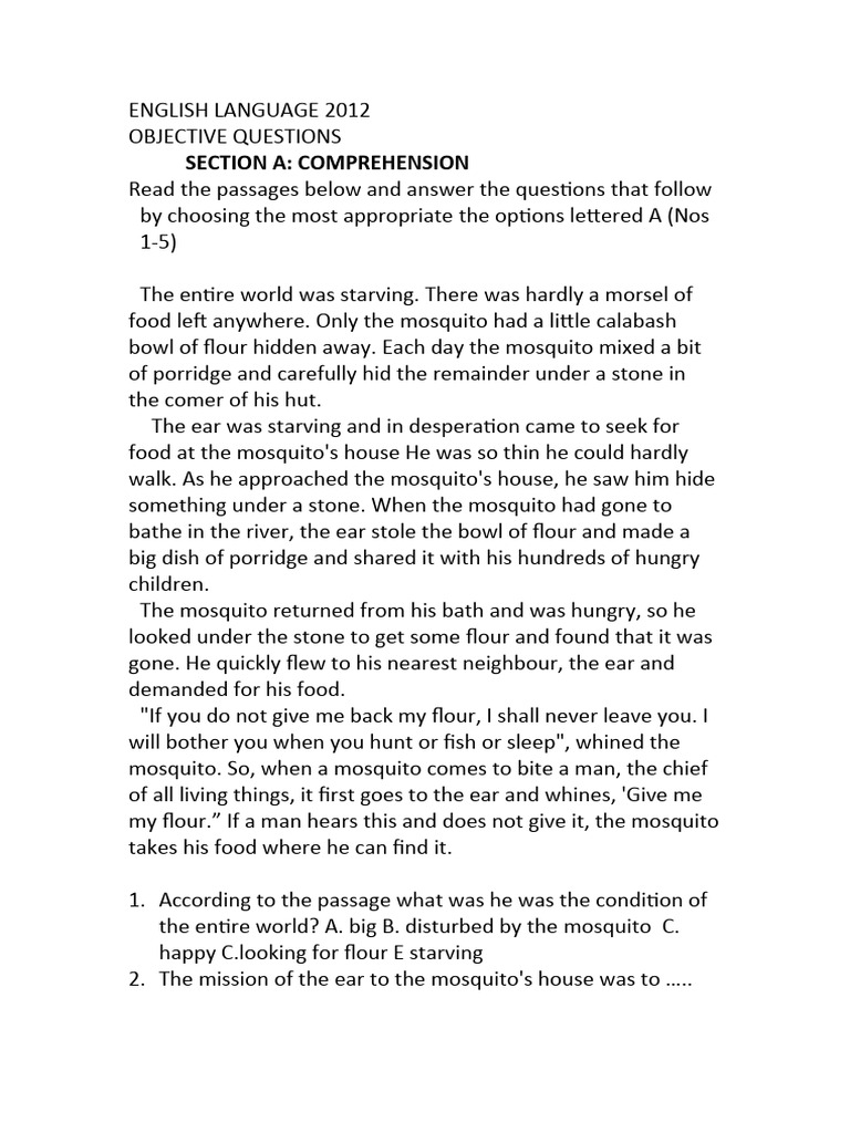 ENGLISH LANGUAGEExamination Js 2 | PDF | Verb | Adjective