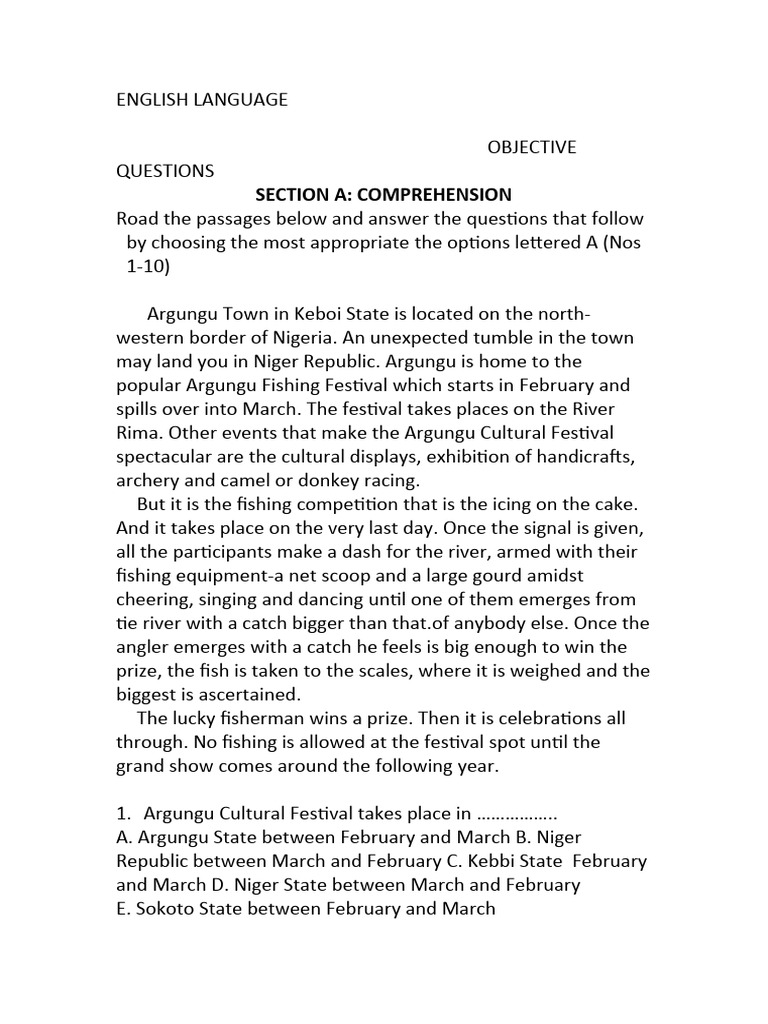 ENGLISH LANGUAGE Examination Js 1 | PDF | Linguistics | Languages