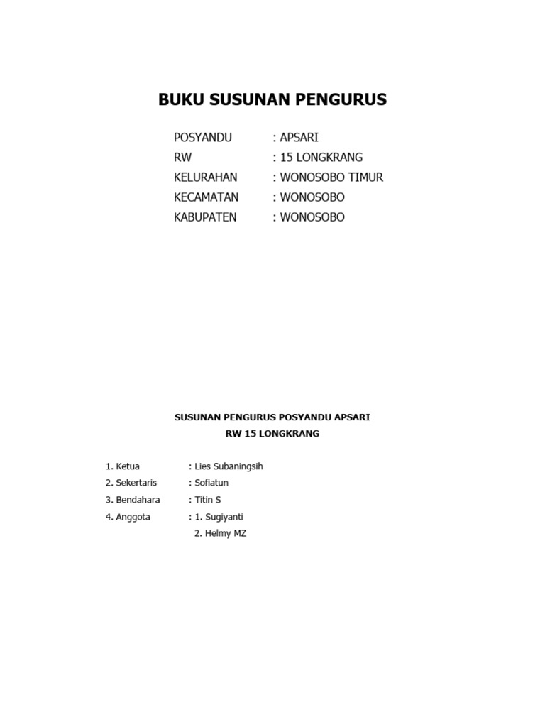 Buku Susunan Pengurus | PDF