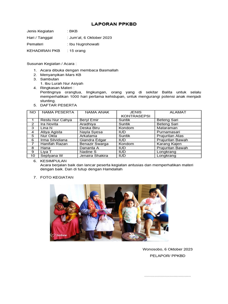 Form Laporan Bul PPKBD | PDF