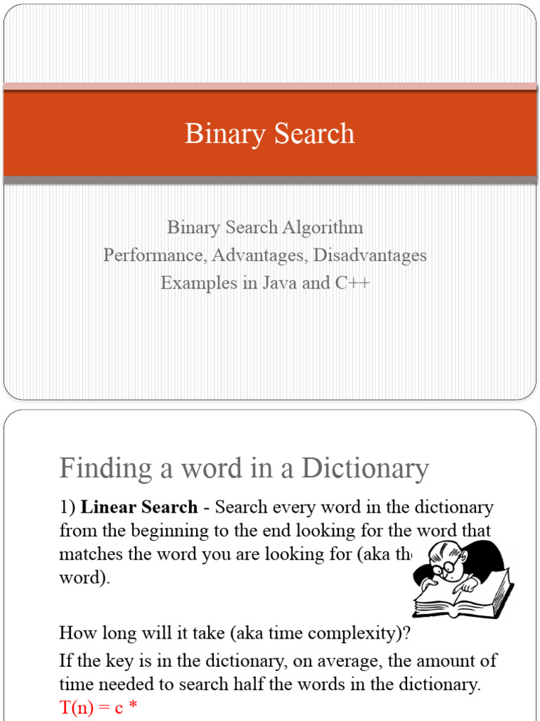Binary Search: Binary Search Algorithm Performance, Advantages, Disadvantages Examples in Java ...