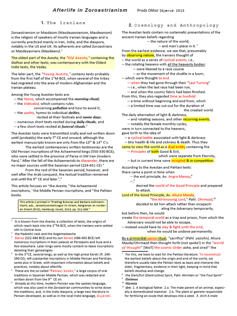 Zoroastrian Afterlife Beliefs Explained | PDF | Zoroastrianism ...